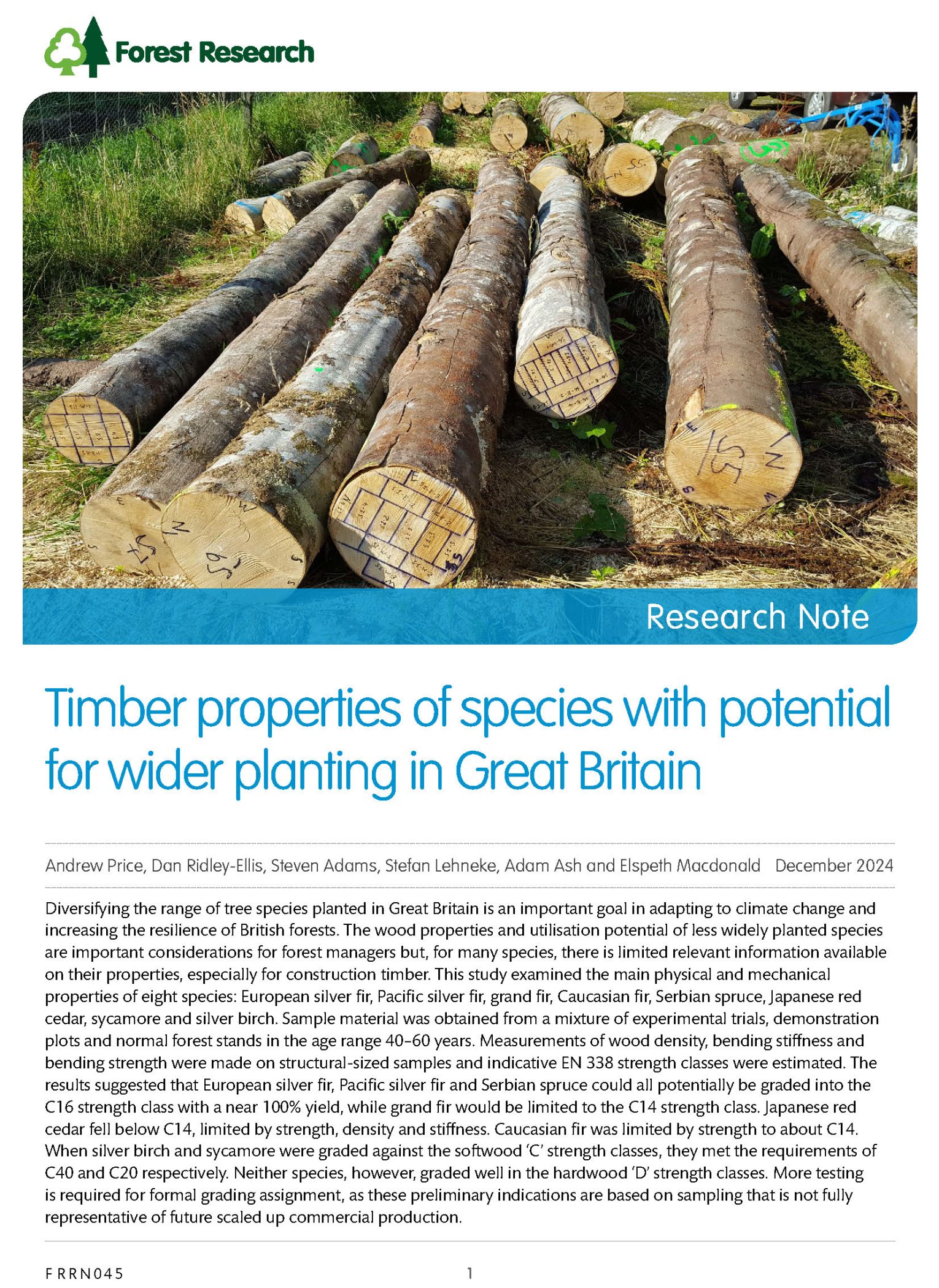 Timber properties of species with potential for wider planting in Great ...