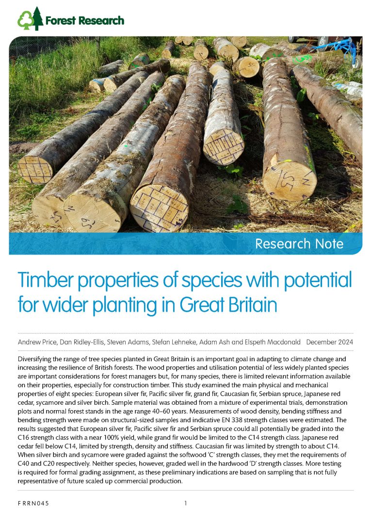 Timber properties of species with potential for wider planting in Great Britain - Forest Research