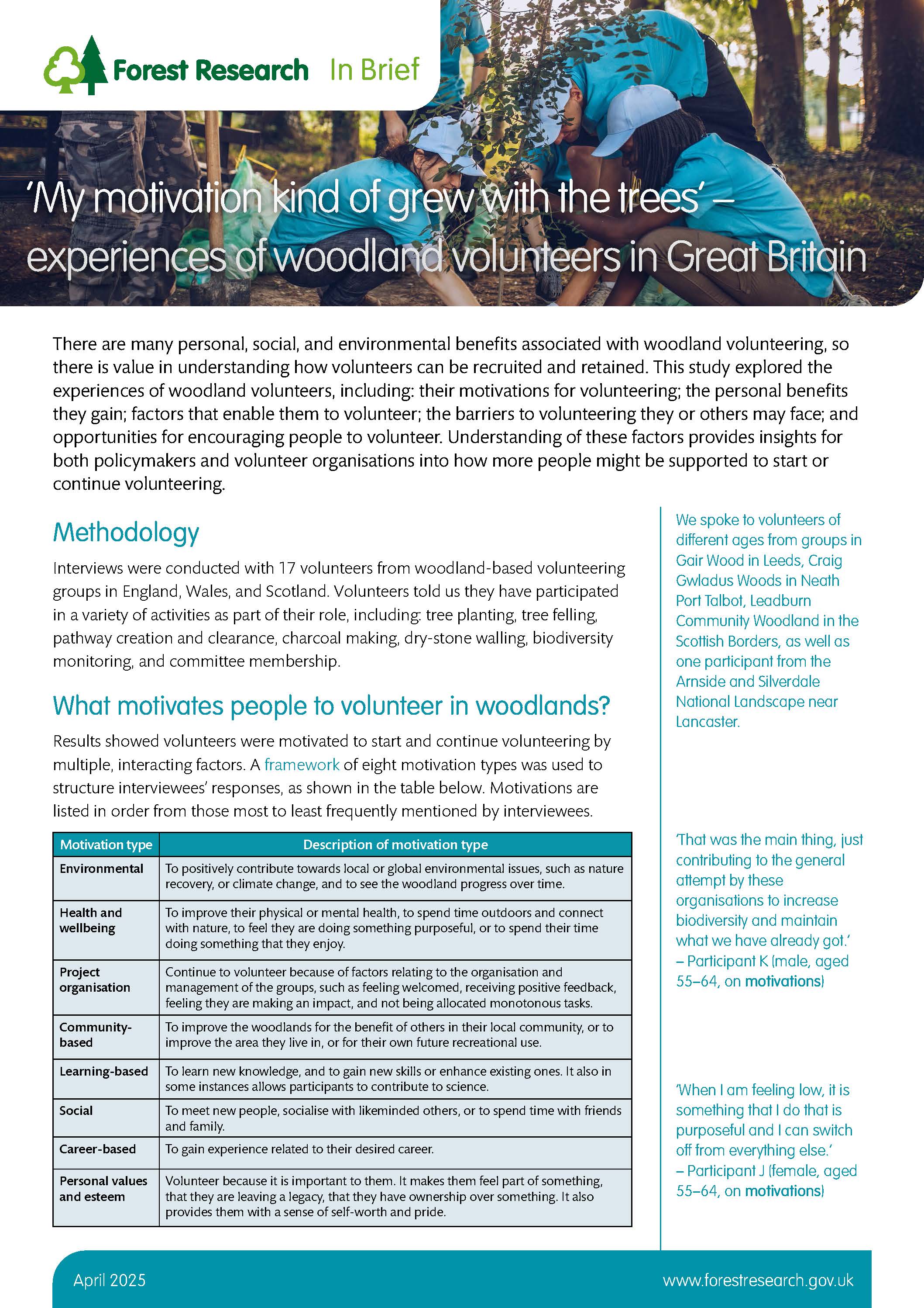 In Brief: 'My motivation kind of grew with the trees' – experiences of ...