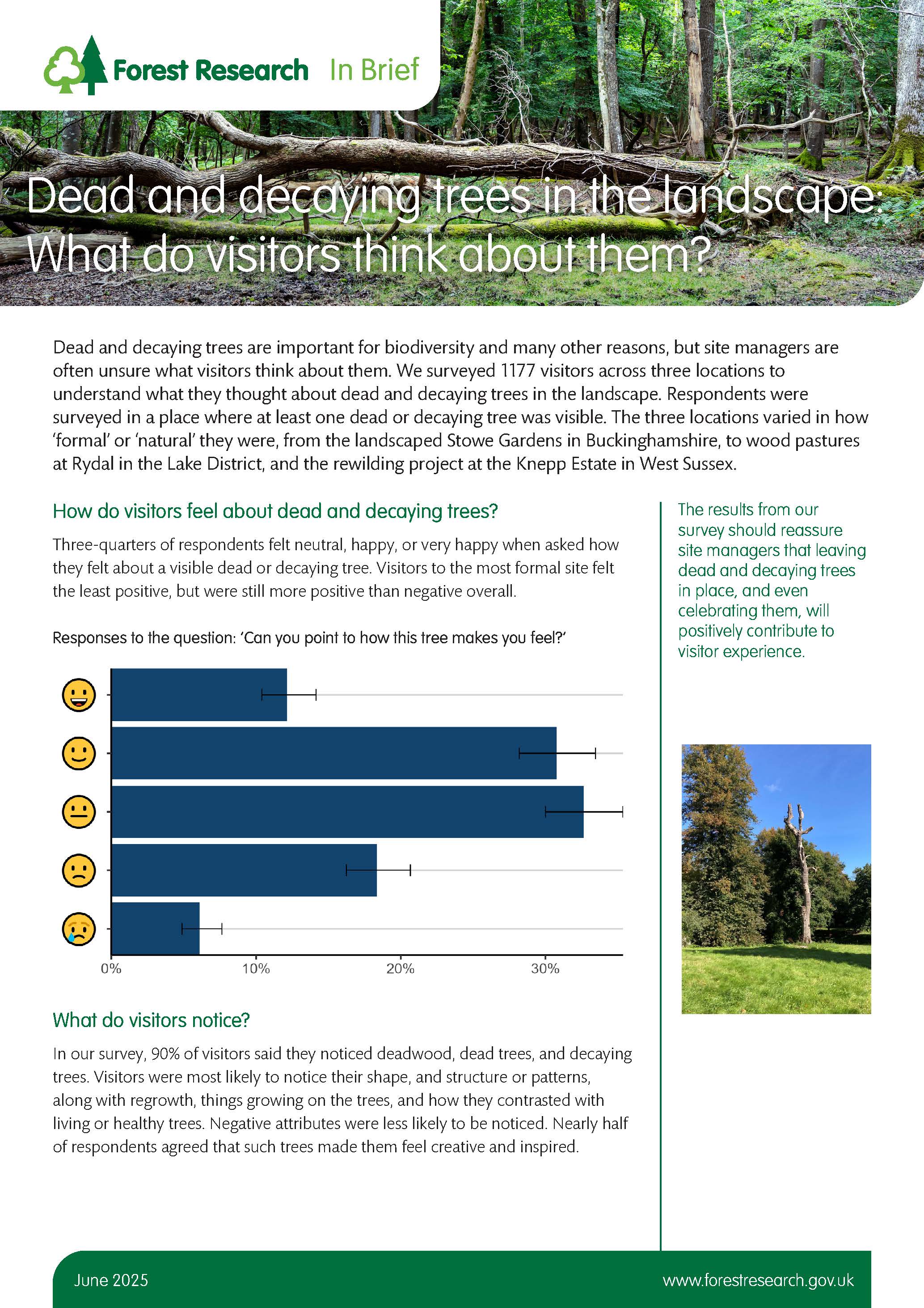 In Brief: Dead and decaying trees in the landscape: What do visitors ...